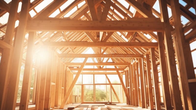 Wooden Frame Structure House Building. Neural Network AI Generated ... Wooden Frame Structure House Building. Neural Network AI Generated ...