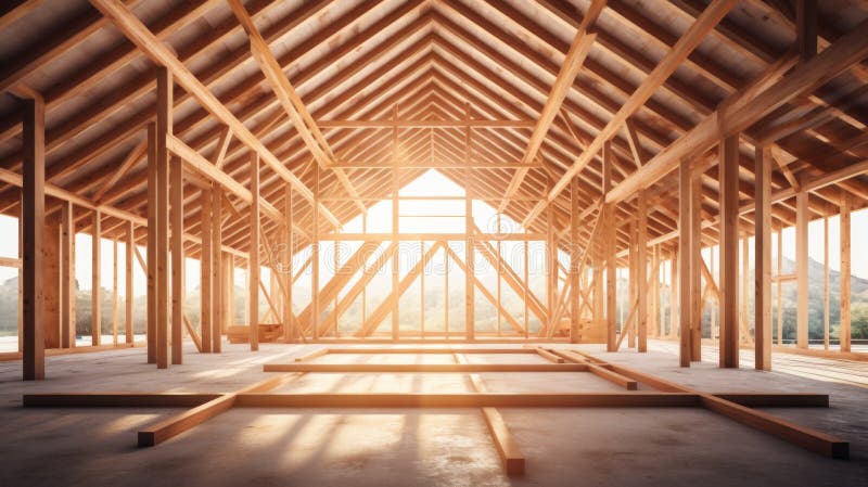 Wooden Frame Structure House Building. Neural Network AI Generated ... Wooden Frame Structure House Building. Neural Network AI Generated ...