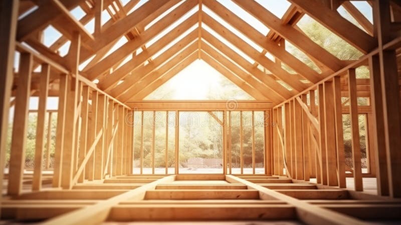 Wooden Frame Structure House Building. Neural Network AI Generated ... Wooden Frame Structure House Building. Neural Network AI Generated ...