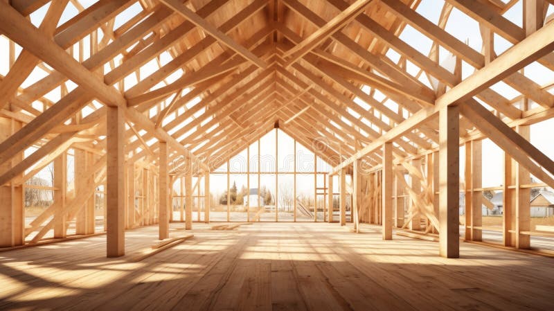 Wooden Frame Structure House Building. Neural Network AI Generated ... Wooden Frame Structure House Building. Neural Network AI Generated ...