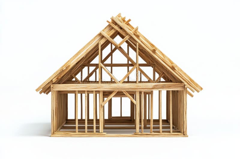 A Wooden Frame Structure of a House Stock Illustration - Illustration ...
