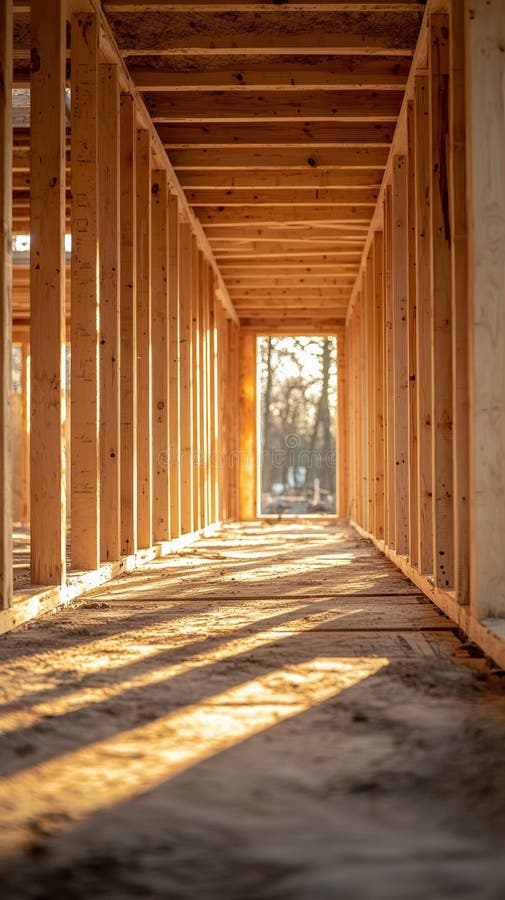 A Wooden Frame Structure of a House Stock Photo - Image of structural ...
