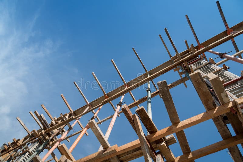 Wooden Frame Supporting the Beam Structure. Stock Photo - Image of ...