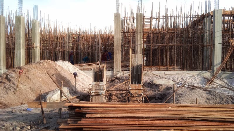 Wooden Frame Supporting the Beam Structure Under Construction Stock ...