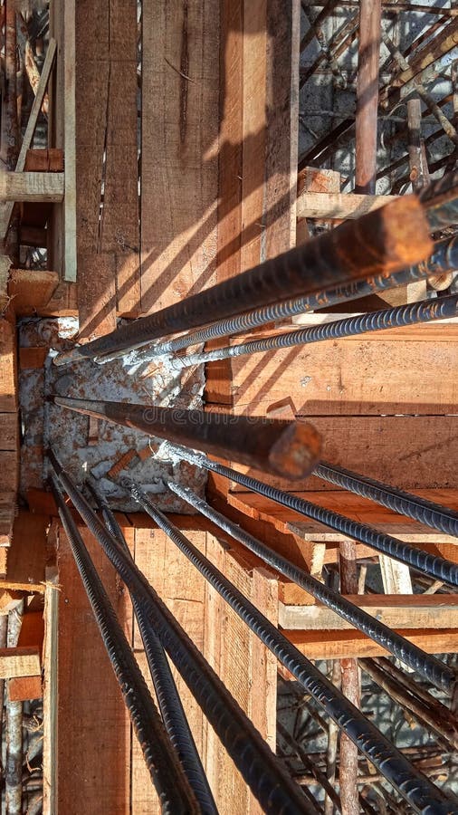 Wooden Frame Supporting the Beam Structure Under Construction Stock ...