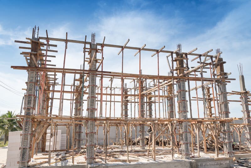 Wooden Frame Supporting the Beam Structure. Stock Photo - Image of ...