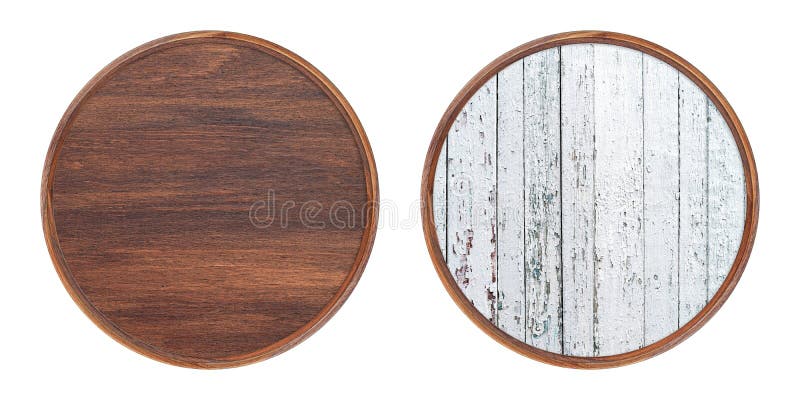 Wooden Frame. Two Empty Round Frames with Scratched Wooden Insert ...