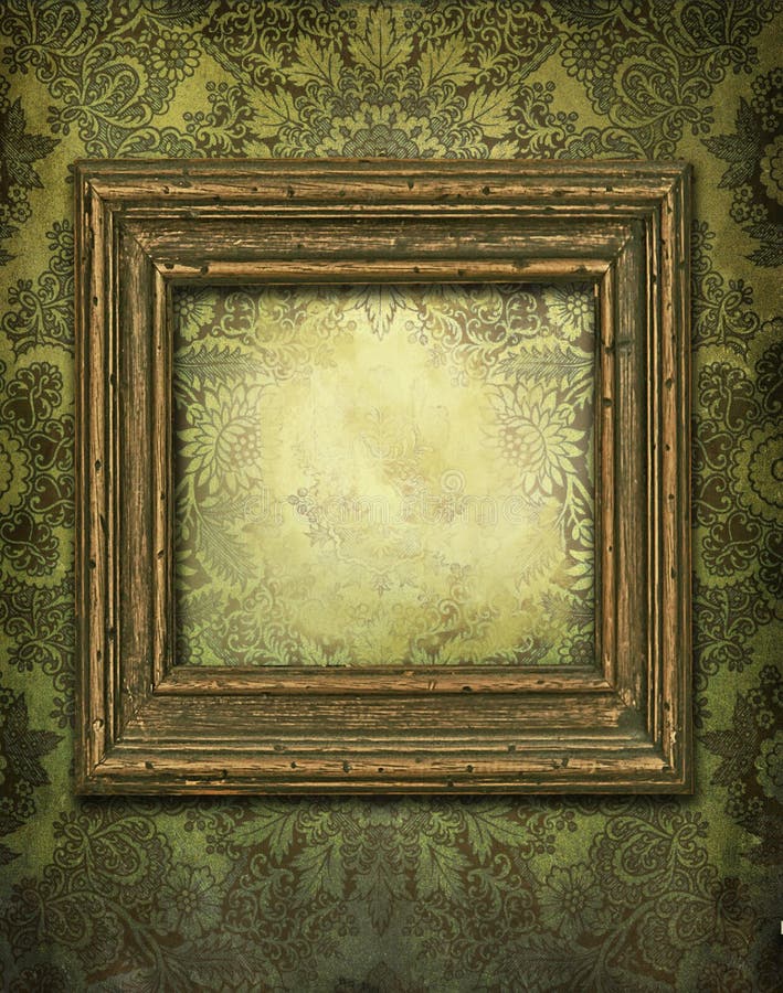 Vintage Golden Frame in Faded Grunge Wallpaper Stock Image - Image of ...