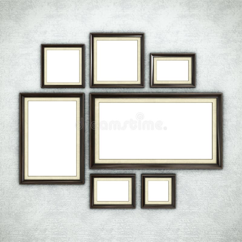 Wooden frame on wallpaper stock image. Image of ornamentation - 95217137