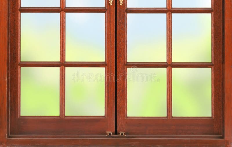 Wooden Frame for a Window with Frosted Glass Stock Image - Image of ...