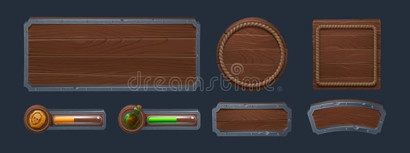 Wooden Frames and Boards for Game Ui Design. Stock Vector ...