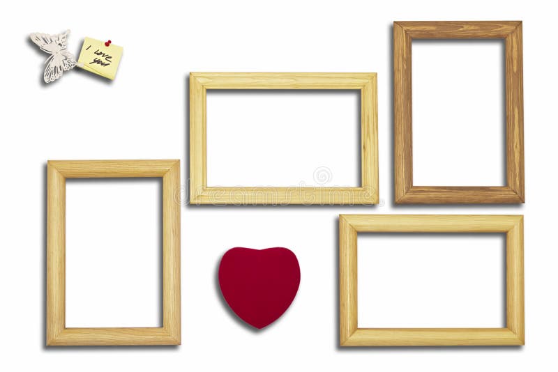 Wooden Frames, Heart and an Inscription with the Butterfly on a Stock ...