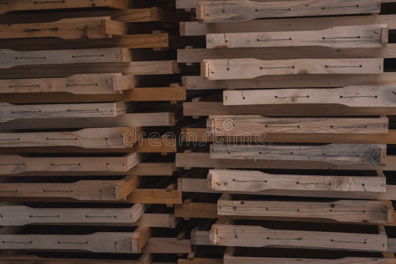 Wooden Frames for Hives are Stacked. Empty Frames for the Bee Hives To ...