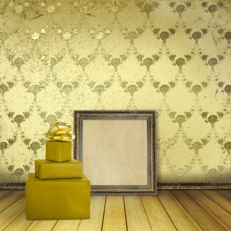 Wooden Frames and Present in the Old Room Stock Image - Image of ...