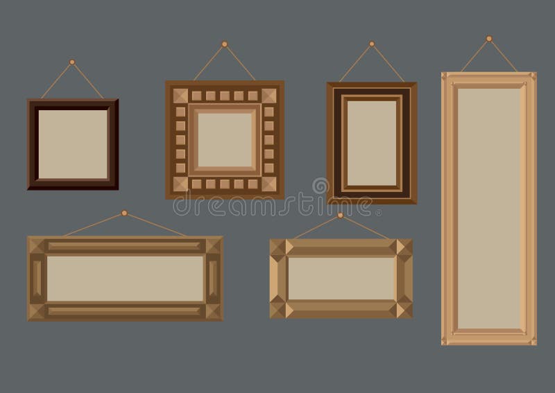 Wooden Vintage Frames on Old Wall. Stock Vector - Illustration of ...