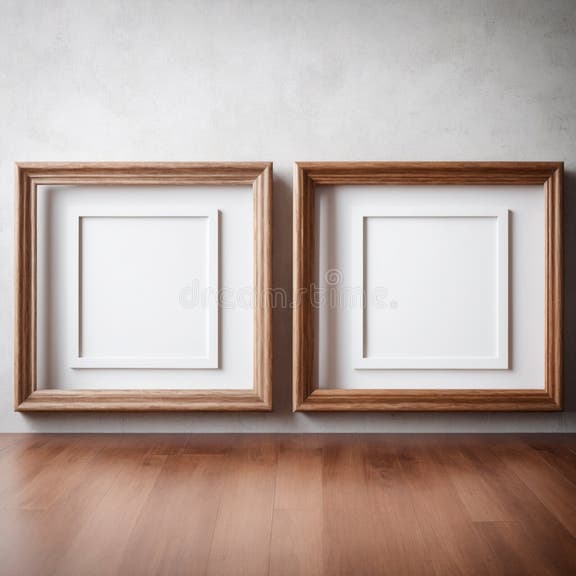 Two Empty Wooden Frames on the Wall. Frame Layout in the Living Room ...