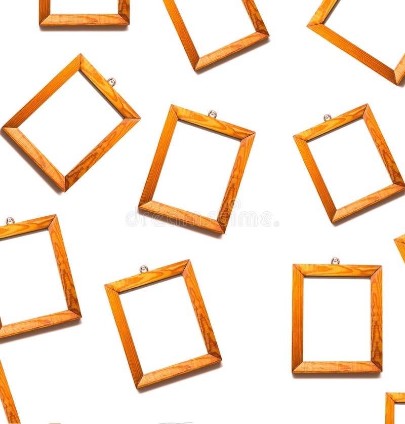 Wooden Frames on White Wall. Many Frames Stock Image - Image of ...
