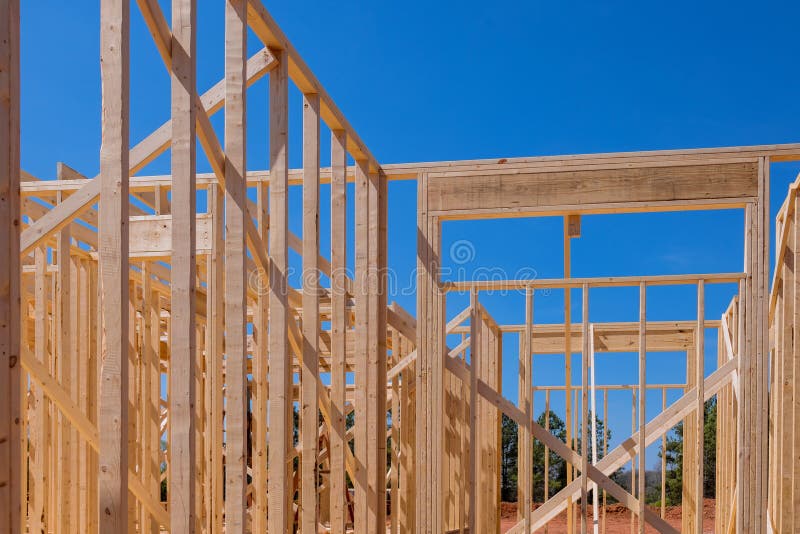 Wooden Framework for Construction of the Beam Stick Home is Made of ...