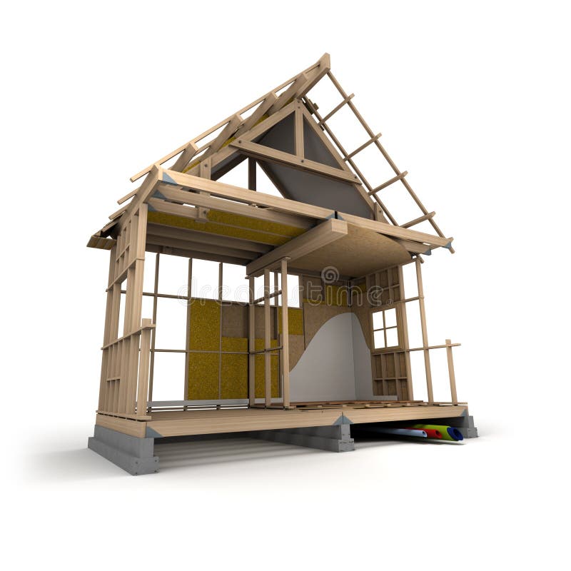 Wooden House Framework Stock Illustrations – 1,979 Wooden House ...
