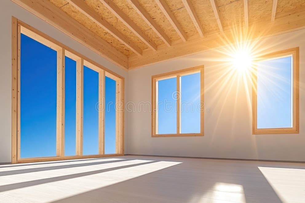 Wooden Framework House Under Construction: Building a New Home Step by ...