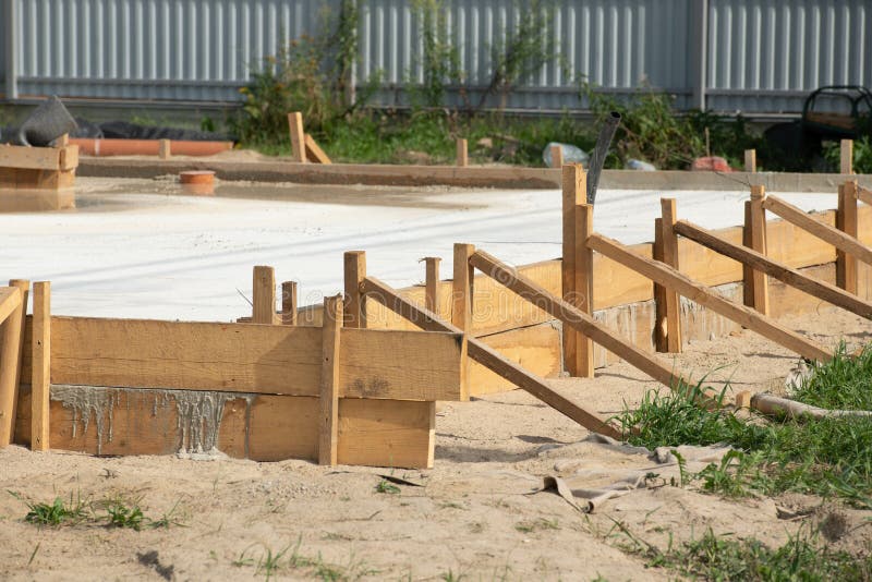 Wooden Framework for New House Foundation Stock Photo - Image of ...