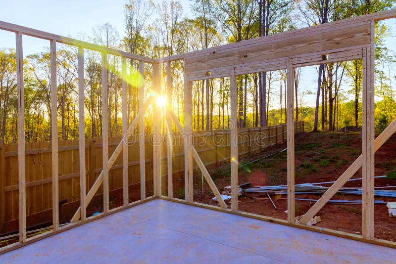 Wooden Framing Beams in an Unfinished House Construction Work in ...
