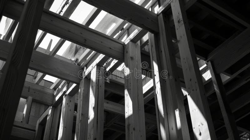 Wooden Framing of a House Under Construction, Architectural Structure ...