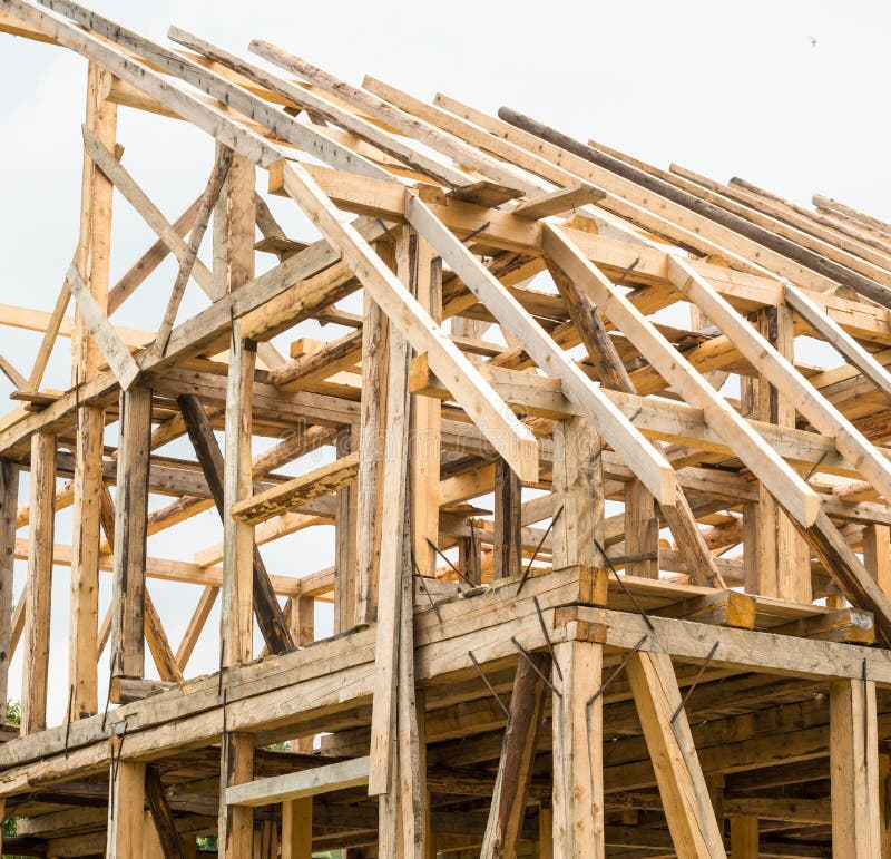 Wooden Framing of the New House Stock Photo - Image of industry ...