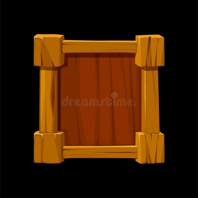 Wooden Game Frame or Border. Brown Plank and Panel for 2D Game ...