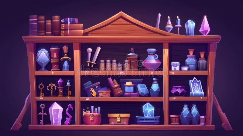 A Wooden Game Shop User Interface with Button Frames. a Wooden Store ...