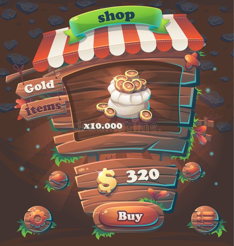 Set Items of Feed the Fox GUI Match 3 Stock Vector - Illustration of ...