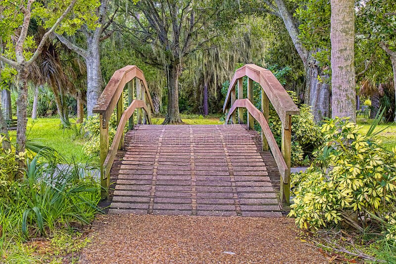 Garden Bridge in a Park Setting Stock Photo - Image of wooden, bridge ...