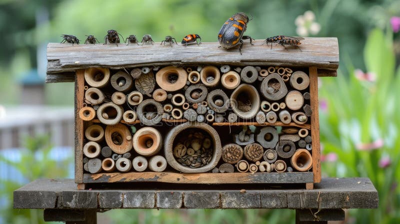 Wooden Garden Insect Home in Garden Stock Illustration - Illustration ...