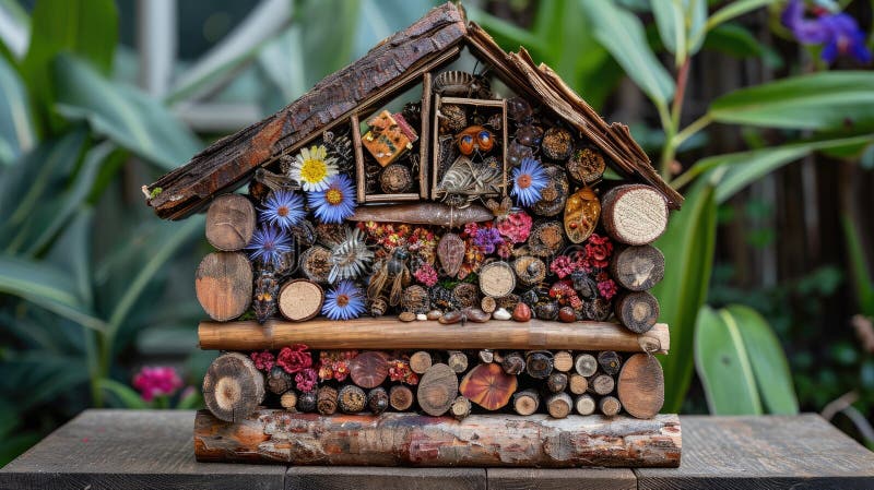 Wooden Garden Insect Home in Garden Stock Illustration - Illustration ...