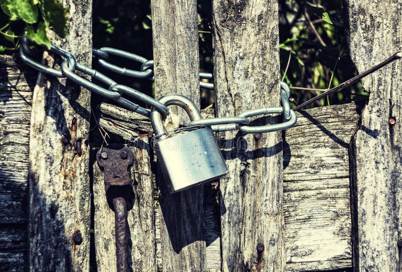 Chain and Padlock on a Gate Stock Image - Image of chain, protection ...