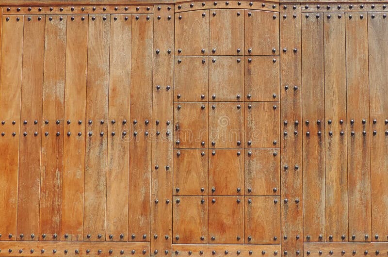 Wooden Gate or Door with Rivets Stock Photo - Image of portal, brown ...