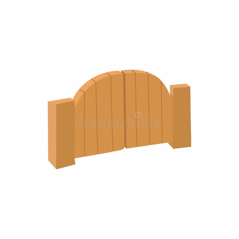 Wooden Gate Icon in Cartoon Style Stock Vector - Illustration of brown ...