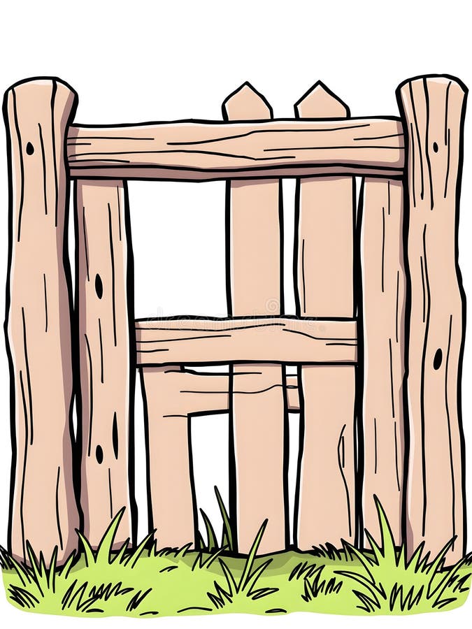 A Wooden Gate with a Letter H on it Stock Illustration - Illustration ...