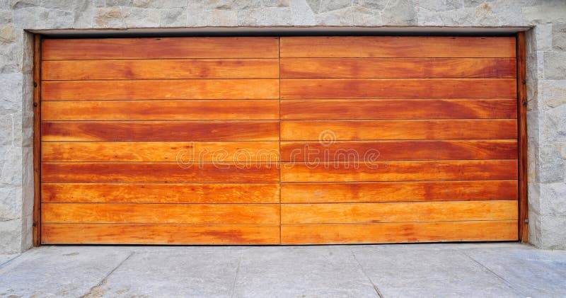 Wooden Gate Painted with Varnish Closed for Car Garage Stock Image ...