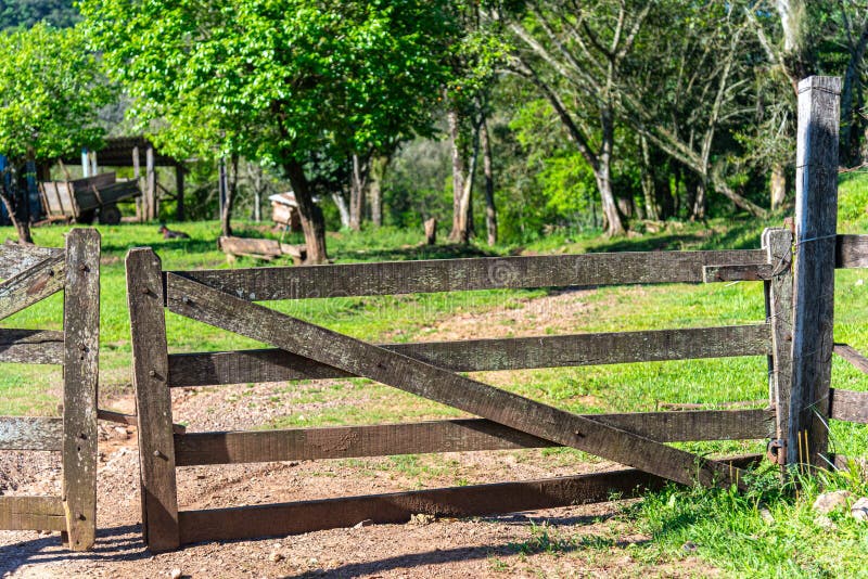 Wooden Gate on Rural Property in Brazil Stock Photo - Image of screws ...