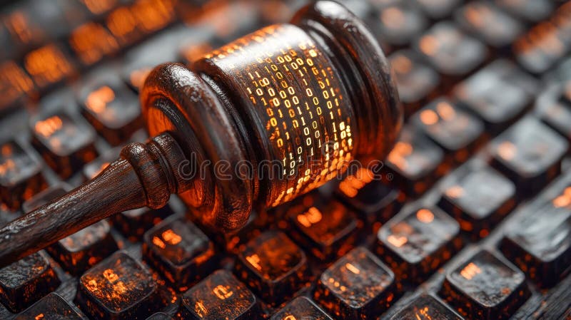Glowing Gavel Digital Code Futuristic Law Concept Stock Photos - Free ...