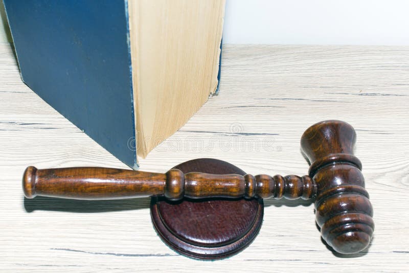 Wooden gavel and book stock photo. Image of lawyer, authority - 93350578