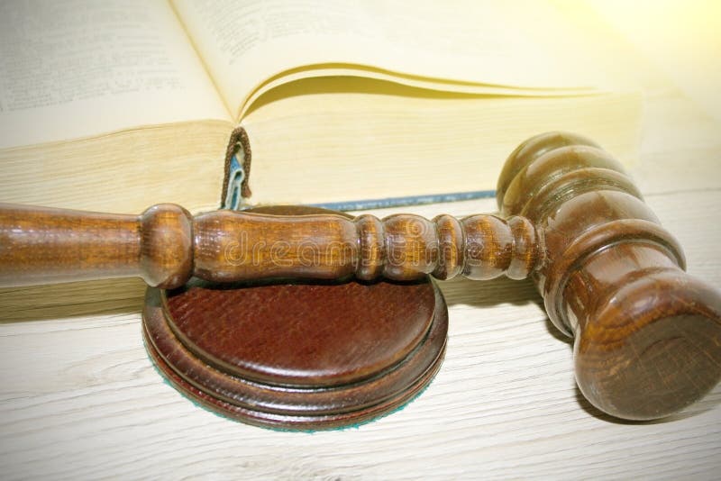 Wooden gavel and book stock photo. Image of justice - 115328660