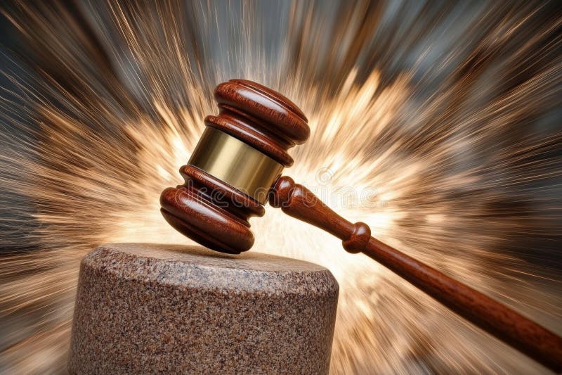 A Wooden Gavel is Captured in Motion As it Strikes a Sound Block ...