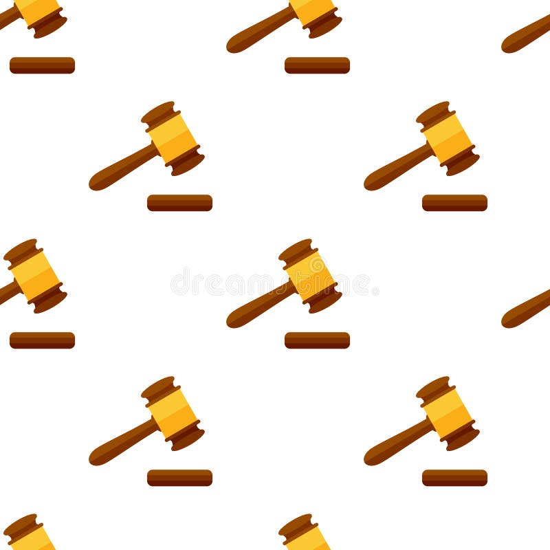 Wooden Gavel Flat Icon Seamless Pattern Stock Vector - Illustration of ...