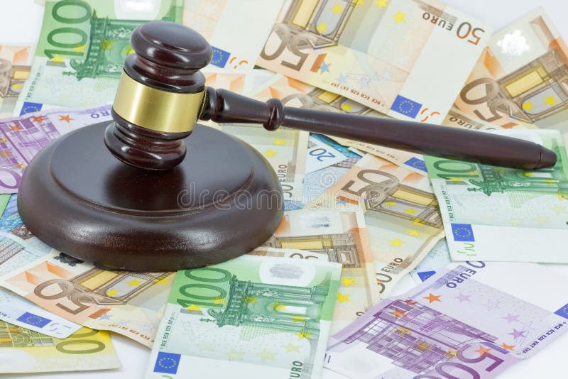 Wooden gavel and money stock photo. Image of banknote - 32681278