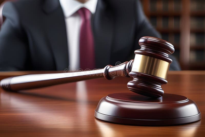 The Gavel Rests on the Judges Bench in a Courtroom during a Trial or ...