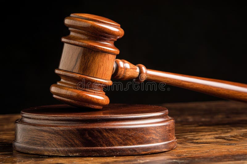 A Wooden Gavel Sits on a Wooden Base Stock Illustration - Illustration ...
