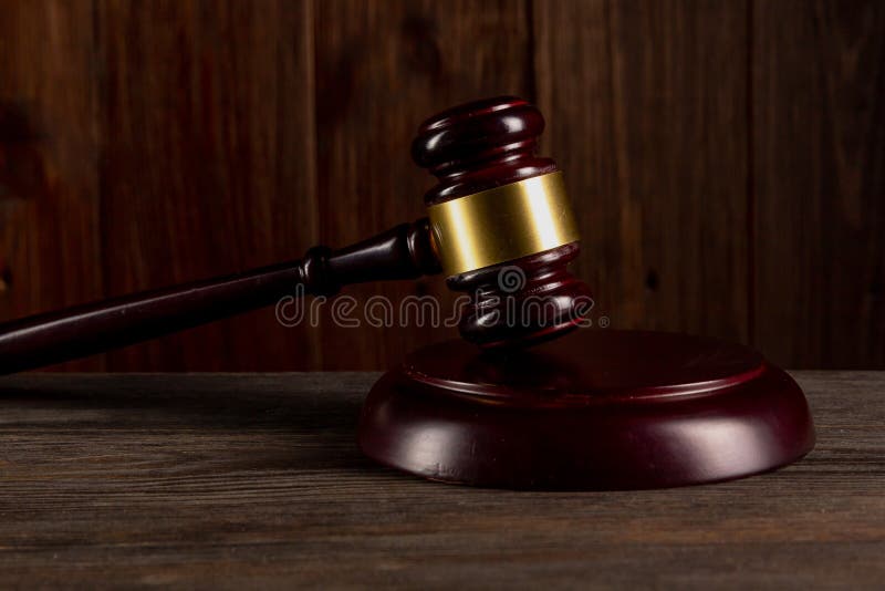Wooden Gavel on the Table Isolated. Stock Photo - Image of hammer ...