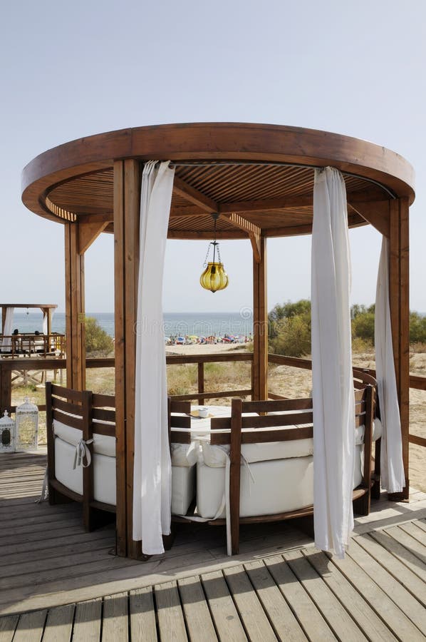 Wooden Gazebo at the Beach - Summer Canopy Stock Photo - Image of ...